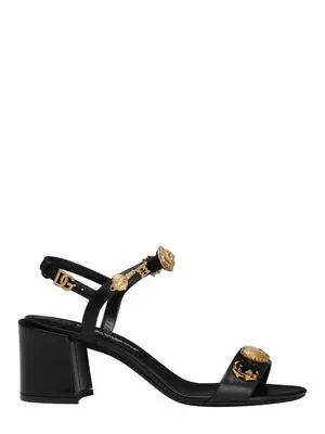 Dolce & Gabbana Keira Goatskin Sandals With Embroidery And Stones - Black