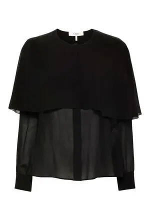 Chloé Cape-attachment Silk Shirt - Black