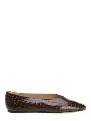 Le Monde Beryl Regency Crocodile-effect Pointed Slippers - Brown