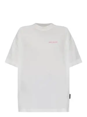 Palm Angels Embroidered-logo Crew-neck T-shirt - White