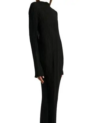 Khaite Ribbed Open-back Midi Dress - Black