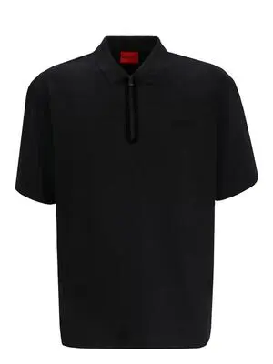 Hugo Embroidered-logo Polo Shirt - Black