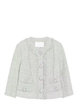 Costarellos Embellished Fringe Tweed Jacket - Green