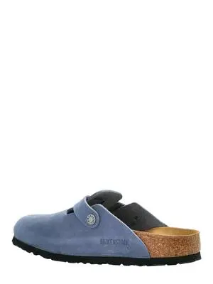 BIRKENSTOCK Boston Buckle Leather Mules - Blue