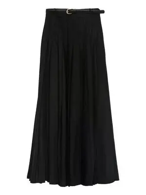 SELF-PORTRAIT Pleated Belted Skirt - Black