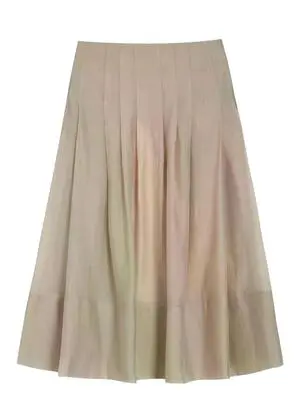 Isolda Visible-hem Midi Pleated Skirt - Neutrals