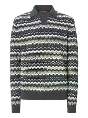 Missoni Chevron-pattern Polo Shirt - Grey
