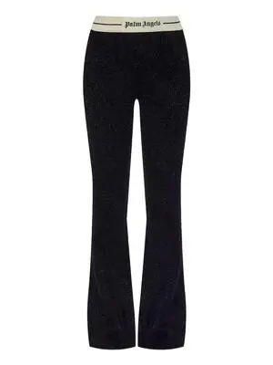 Palm Angels Logo-waistband Flared Trousers - Black