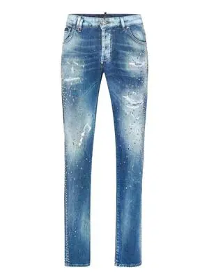 Philipp Plein Studded Distressed Jeans - Blue