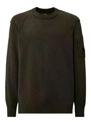 C.P. COMPANY Lens-detail Crew-neck Sweater - Brown
