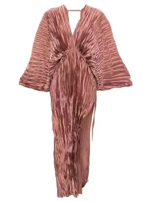 L'IDEE Deluxe Pleated V-neck Gown - Pink