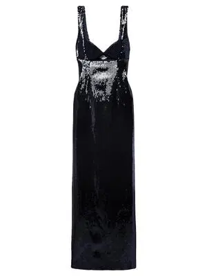 Galvan Liquid Twist-front Cutout Sequined Tulle Gown - Midnight Blue