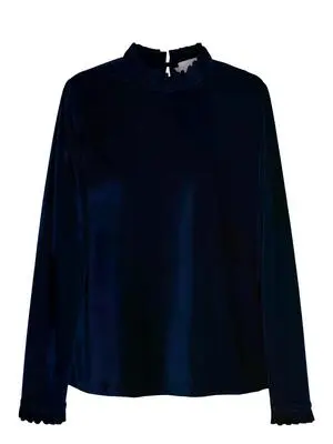 Isolda Maré Ruffled Velvet Top - Blue