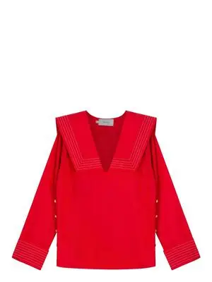 Isolda Marinheira Sailor-collar Blouse - Red