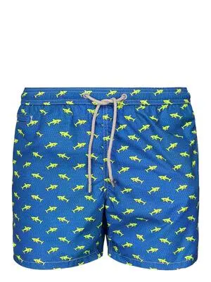 MC2 SAINT BARTH Shark-print Drawstring Swim Shorts - Blue