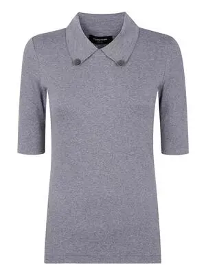 Fabiana Filippi Ribbed Collar-embellished T-shirt - Grey