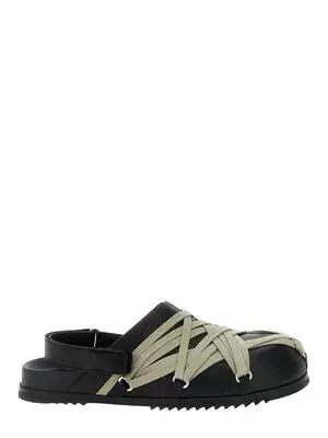 Rick Owens Granola Lace-up Leather Clogs - Black