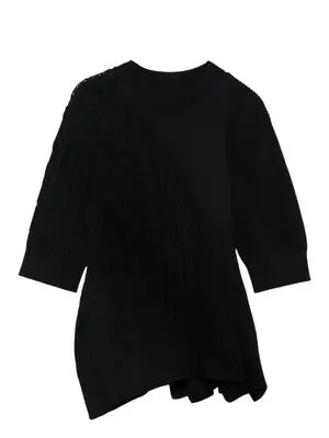 Sacai Cable-knit Flared Top - Black