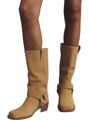 SILENT D Hervee Moto Boots - Tan Suede