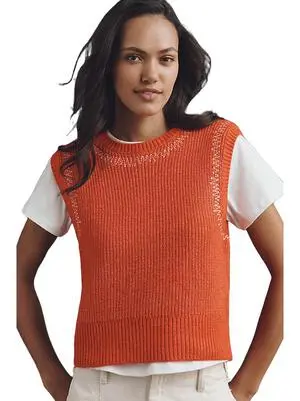 PILCRO Twofer Zig-zag Sleeveless Sweater - Red Pattern