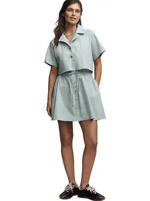 EXQUISE Short-sleeve Twofer Mini Dress - Light Blue
