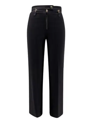 Elisabetta Franchi High-waisted Flared Leg Trousers With Logo Button - Black