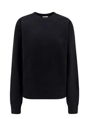 Saint Laurent Certified Cotton Sweatshirt With Cassandre Embroidery - Black