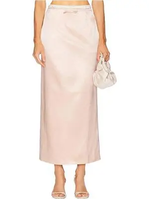 Courtney Zheng Irene Wool Silk Duchesse Midi Skirt - Pink