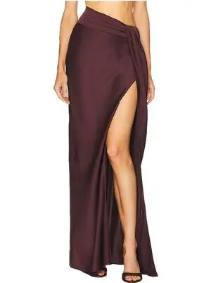 Lapointe Lightweight Satin Asymmetric Maxi Skirt - Mulberry