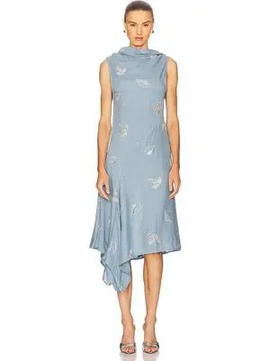 MARQUES' ALMEIDA Linen Cowl Neck Dress - Blue