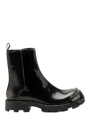 DIESEL Zip-Detail Oval-Plaque Boots
