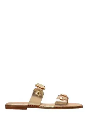 KOTRIS SANDALS Leather Double-strap Sandals - Gold