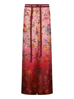 Gucci Floral-print Wide-leg Trousers - 5057 Pink/rosso Ancora/mc