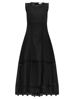 Ulla Johnson Anela Lace-trimmed Midi Dress - Black