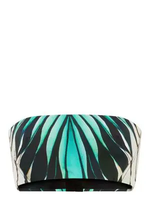 Roberto Cavalli Leaf-print Bandeau Top - Green