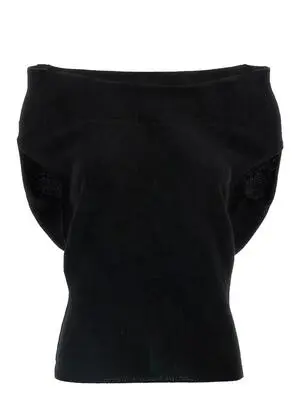 RICK OWENS Off-Shoulder Draped Knitted Vest