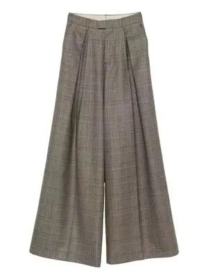 BERWICH Pleated Check Trousers - Neutrals
