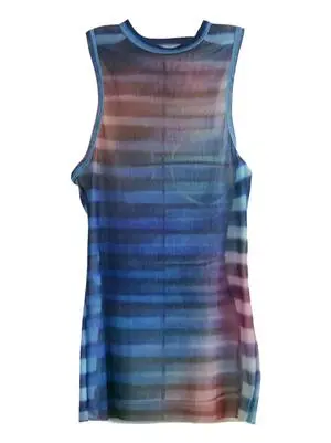 Jean Paul Gaultier Striped-pattern Mesh Top - 565034 Lightblue/blue/peach