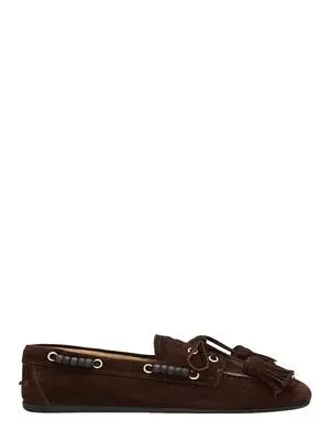 MIU MIU Suede Tassel Boat Loafers