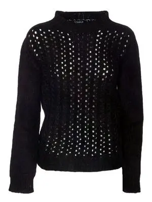 DONDUP Crew Neck Embroidered Sweater - Black