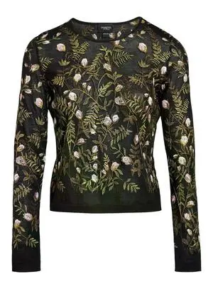 Giambattista Valli Floral-embroidered Top - Black
