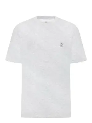 Brunello Cucinelli Logo-print Cotton T-shirt - Neutrals