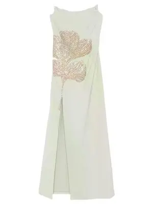 Costarellos Leaf-embellished Maxi Dress - Green