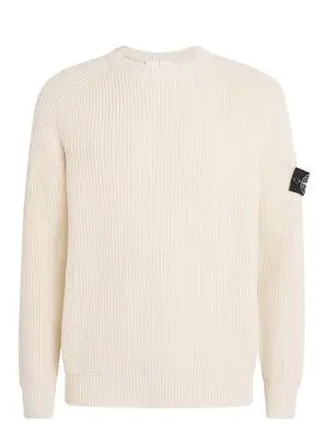 Stone Island Recycled Cotton Crew-Neck Sweater Ivory