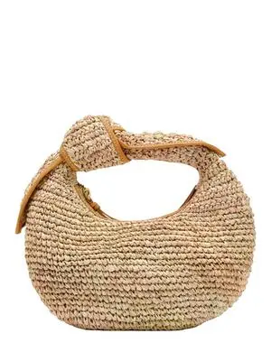 Poolside Knotted Raffia Tote Bag - Neutrals