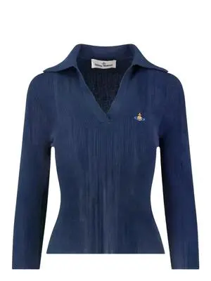 VIVIENNE WESTWOOD Orb-embellished Ribbed Sweater - Blue