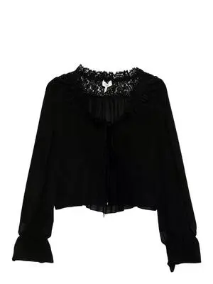 Chloé Lace-trimmed Pleated Blouse - Black