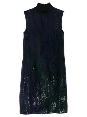 Peserico Sleeveless Sequin Turtleneck Midi Dress - Blue
