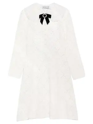 SELF-PORTRAIT Bow-embellished Mini Dress - White