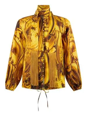 Roberto Cavalli Scarf-detail Button Down Blouse - Yellow